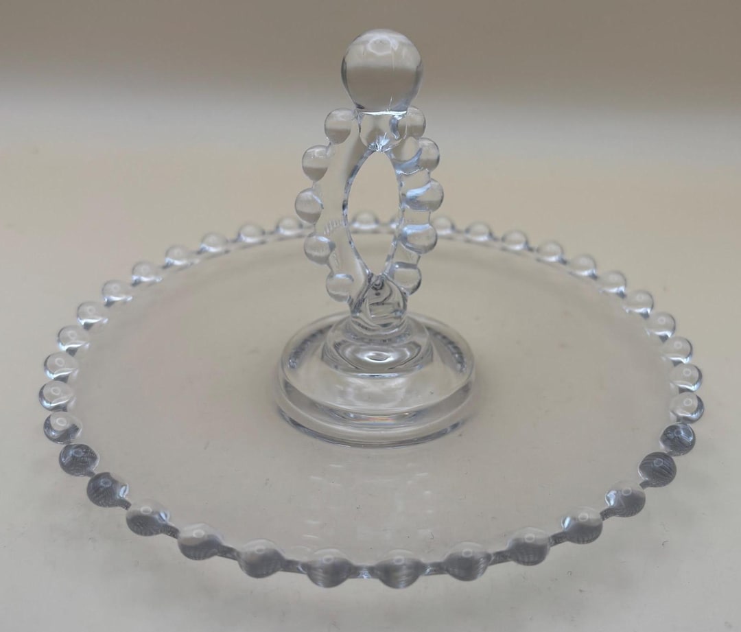 Antique Imperial Beaded Glass Candlewick Lemon Tray Fancy Platter Lover ...