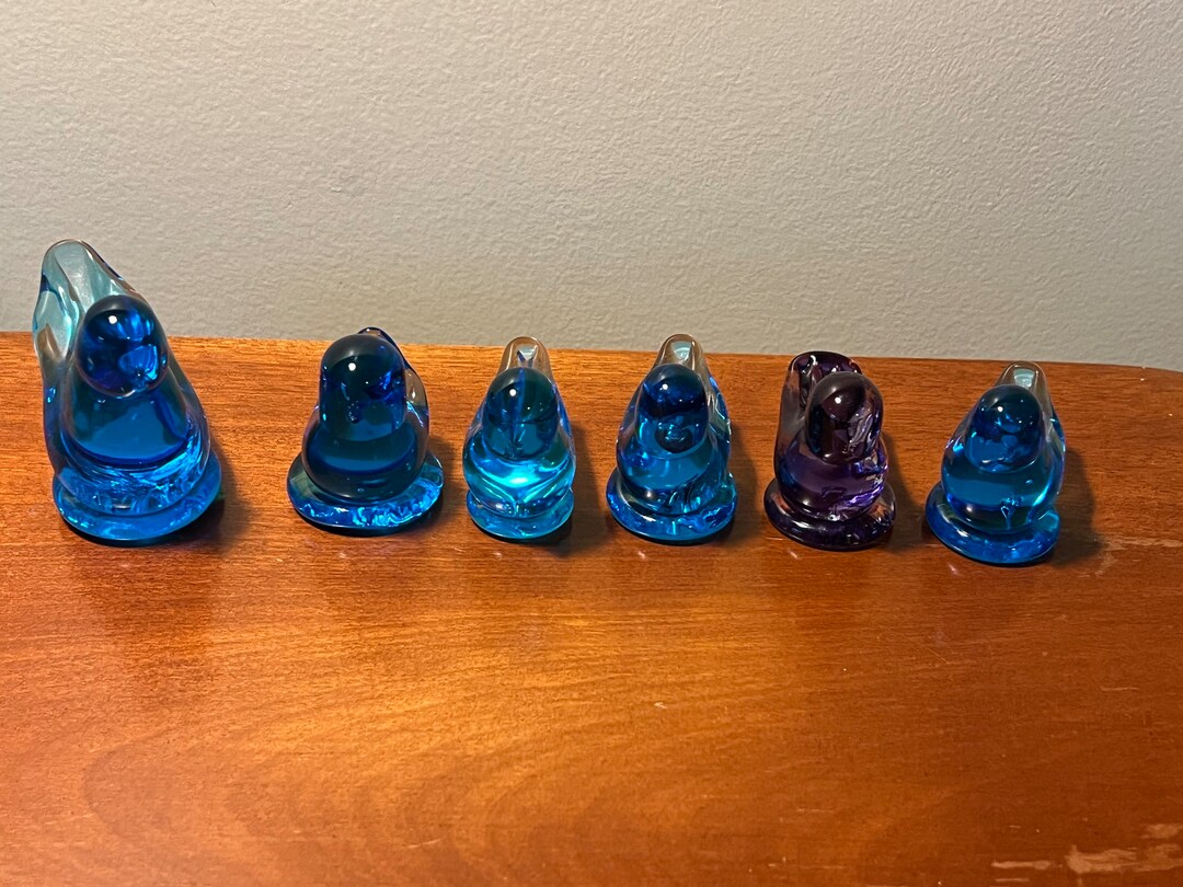 Vintage Ron Ray Collection of Bluebirds of Happiness Set of 6 Art Glass ...