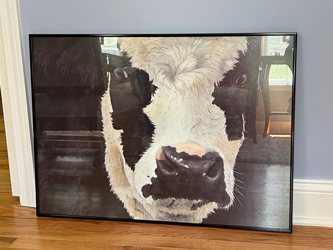 Vintage Framed Holstein Cow Print: Signed Farmhouse Artwork - Etsy