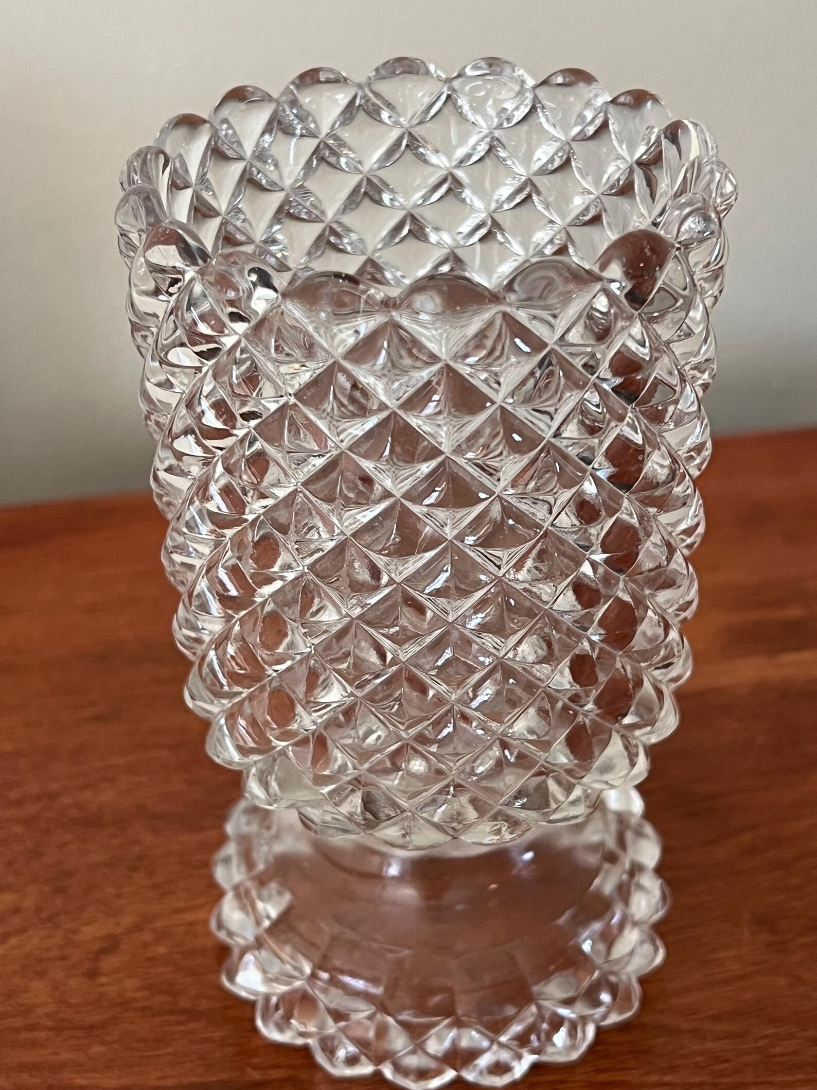 Antique Diamond Pattern Spooner Spill Vase EAPG Crystal Glass Water Cup ...