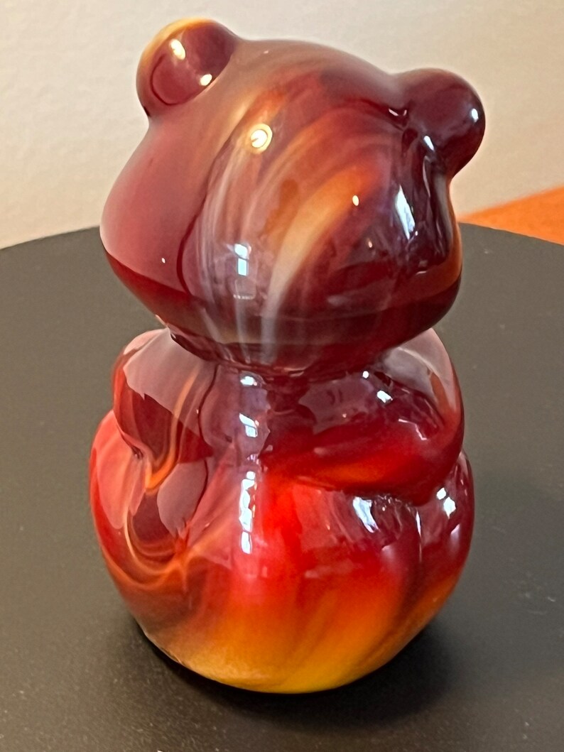 Vintage Fenton Bear Ruby Marble Slag Glass 1984 Levay Special - Etsy