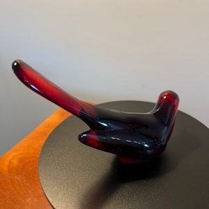 Vintage Fenton Red Long Tail Bird Figurine Amberina Art Glass Red ...