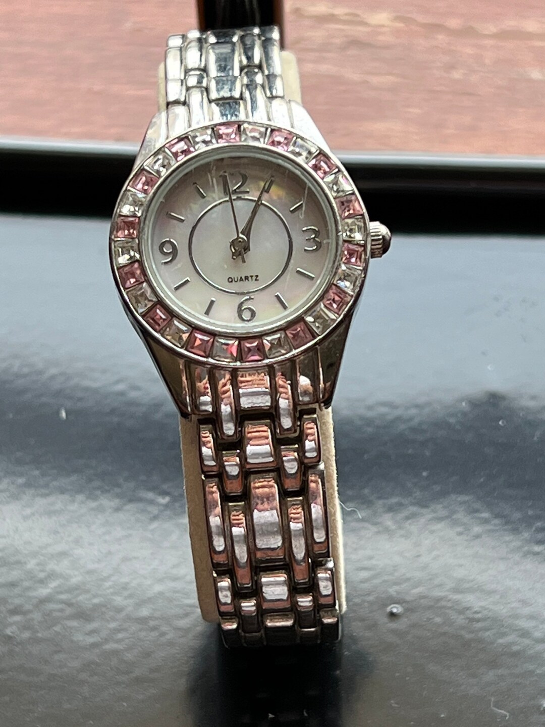 Vintage Pink Clear Rhinestone Quartz Bezel Watch Girl Gift Pretty ...