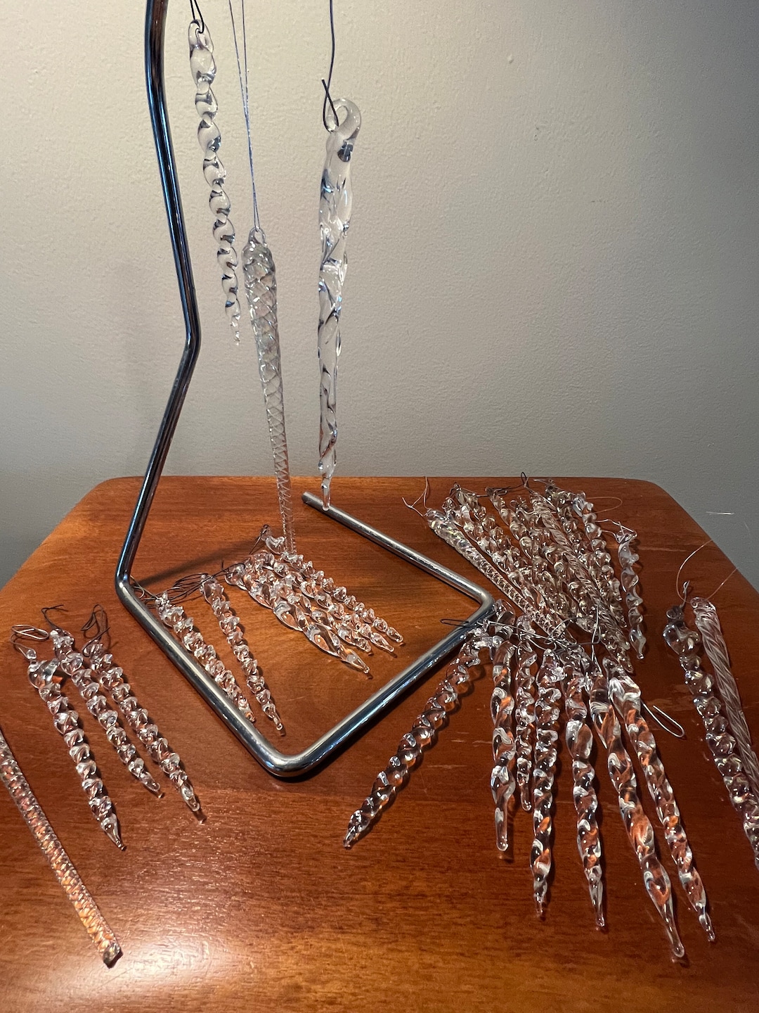 Vintage Crystal Glass Art Icicles Set of 5 Icicle Christmas Ornament ...