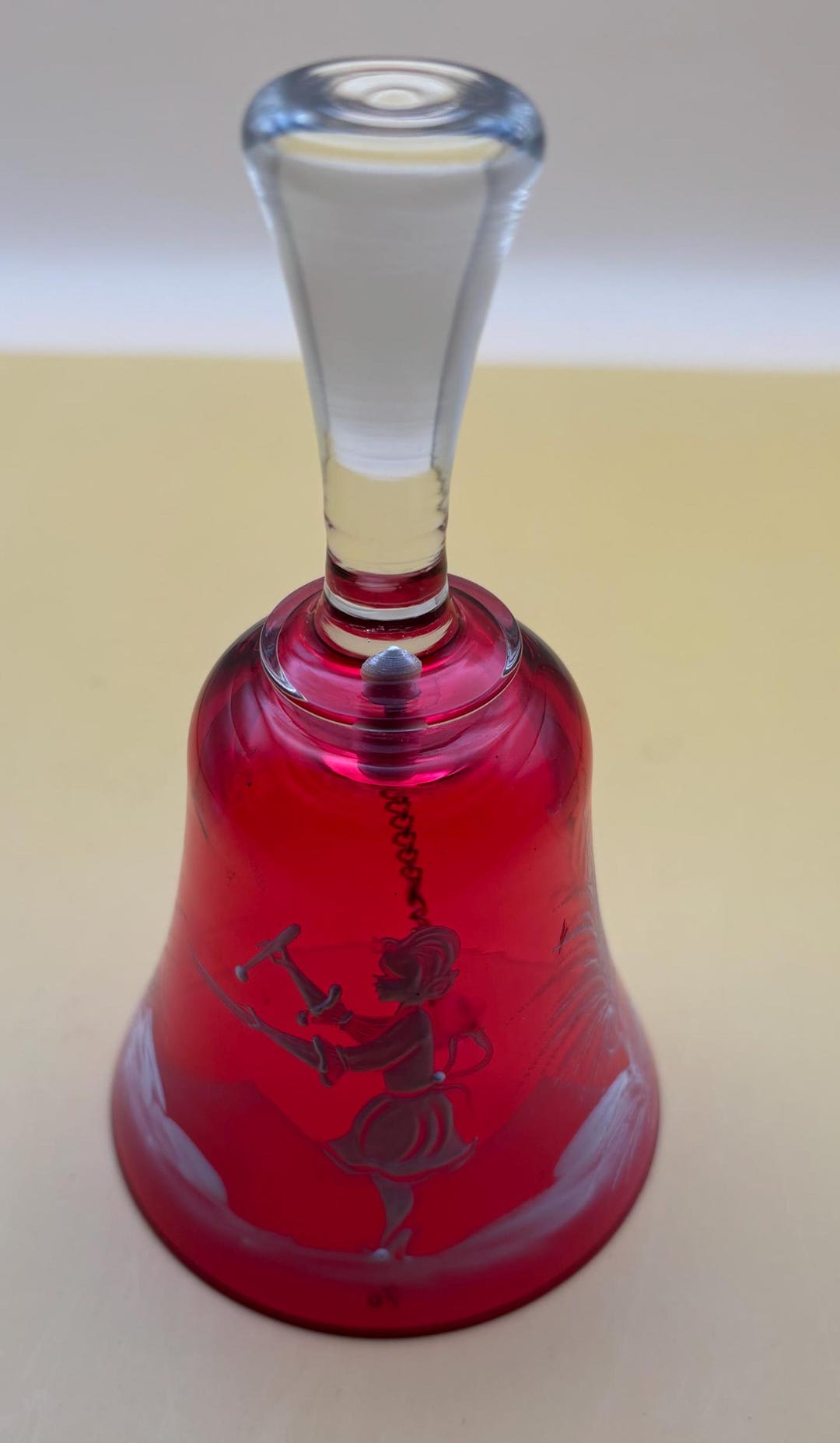 Cranberry Glass Bell Mary Gregory Art Deco Hand-blown Pink Glass Bell ...