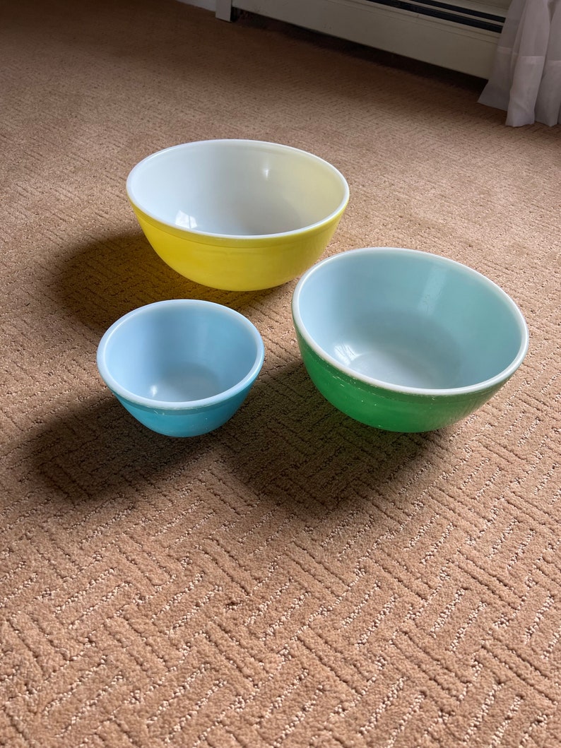 Vintage Pyrex Set of 3 Mixing Bowls Lover Antiques and Vintage - Etsy