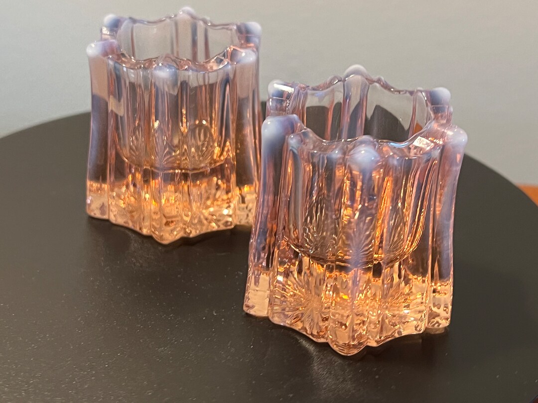Vintage Fenton Vulcan Pink Opalescent Votive Holders - Pair - Etsy