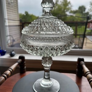Antique Crystal Cut Glass Compote With Lid: 1930s Art Deco - Etsy