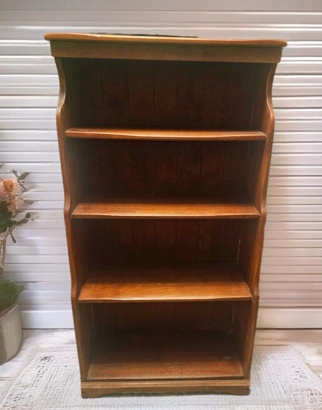 Vintage Cushman Colonial Rustic Wood Bookcase 48" | Open Shelving ...