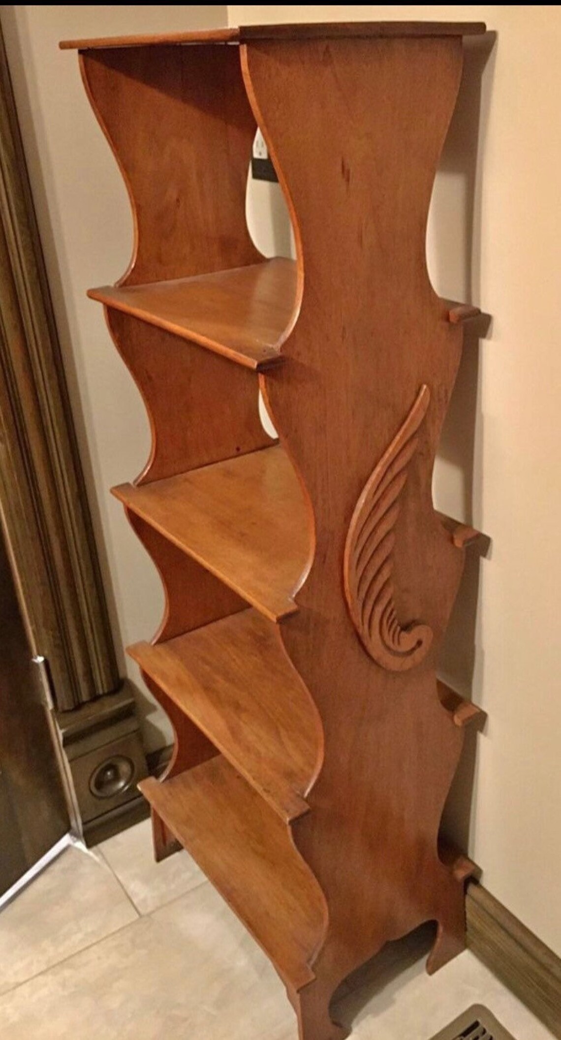 Antique Oak Wood Bookshelf With Hand Carved Wing Wings - Etsy