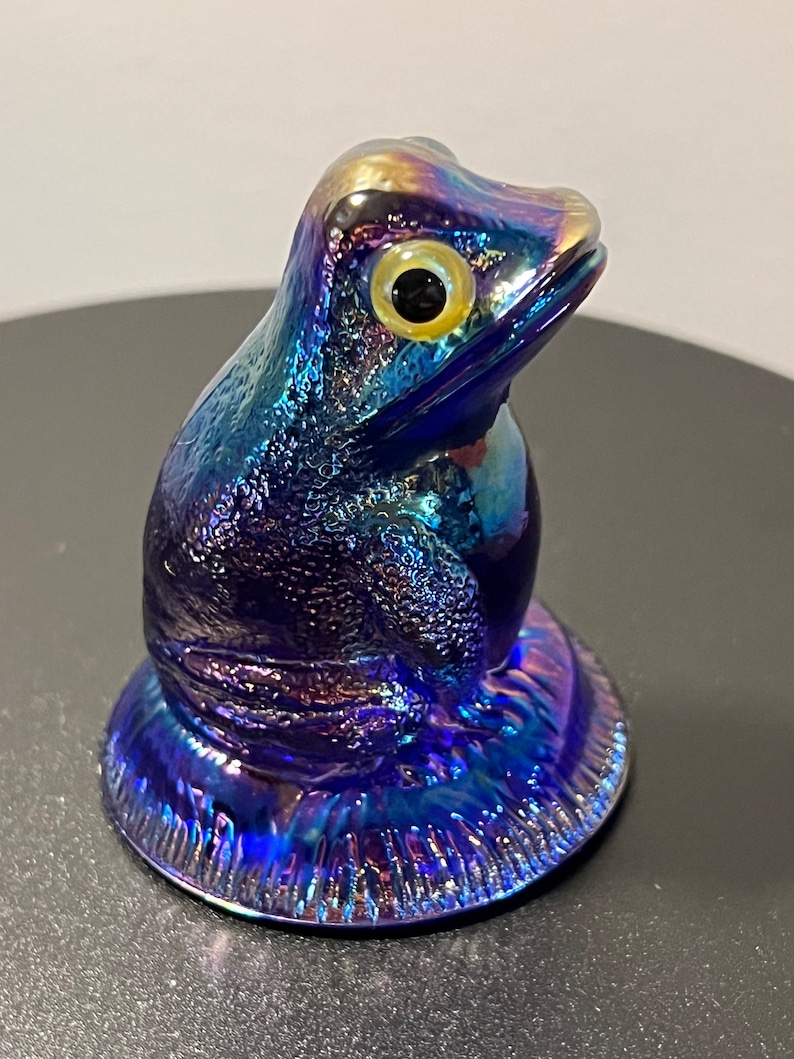 Vintage Frog by Summit Art Glass Carnival Blue Cobalt Art - Etsy