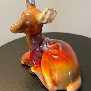 Fenton Fawn Figurine, Deer Statue, Ruby Marble 1984 Special Order Satin ...