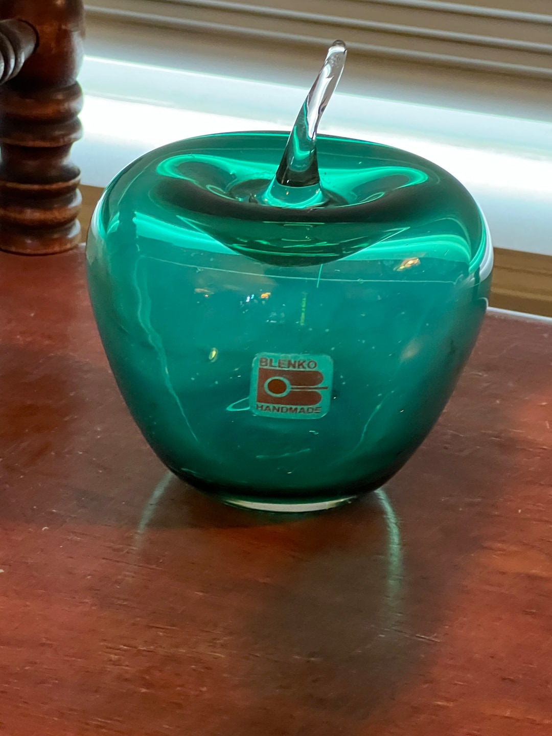 Vintage Blenko Green Glass Apple Paperweight Apples Bookend Green Glass ...