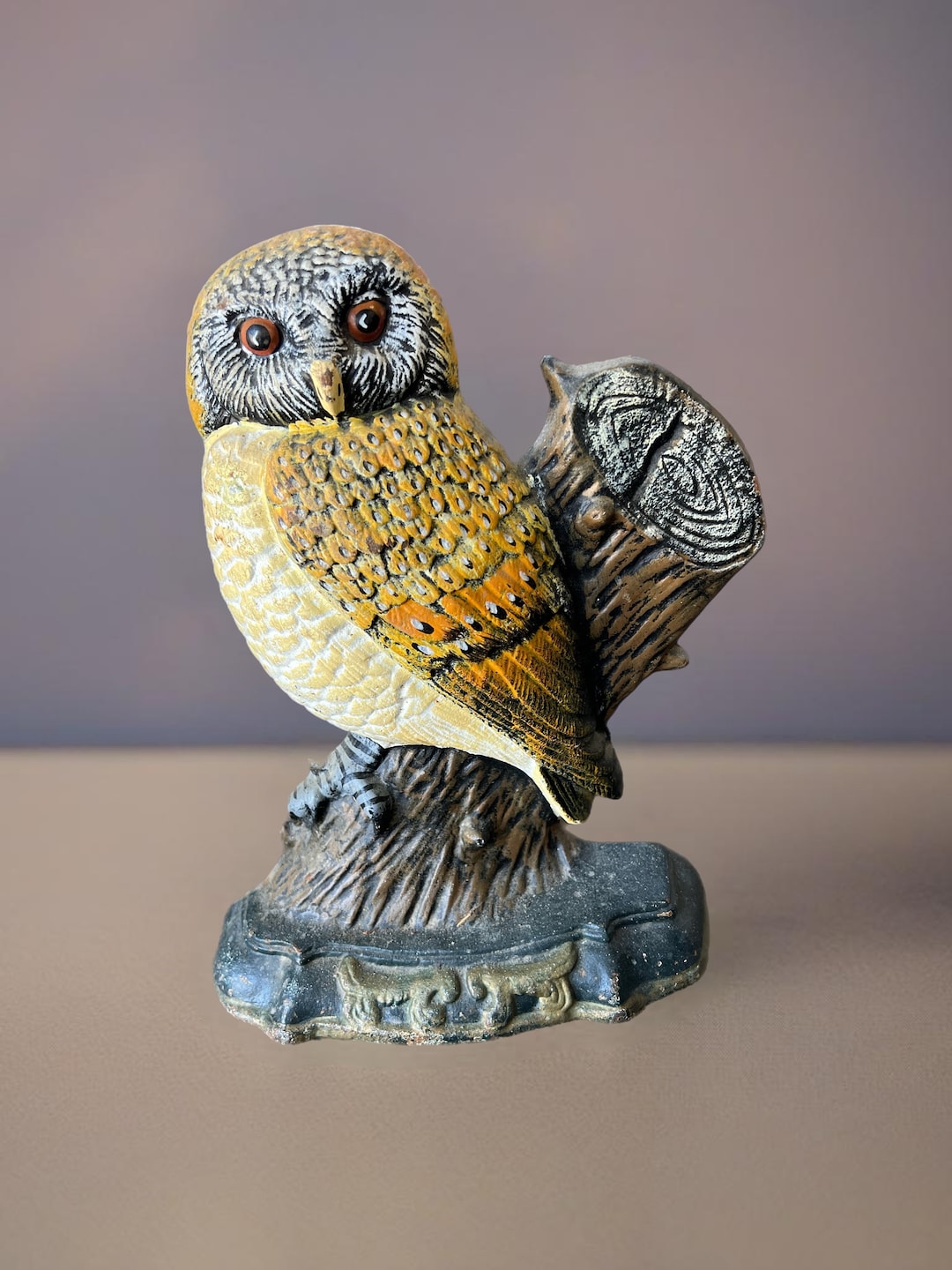 Antique Cast Iron Owl Door Stop, Cast Iron Owl Stand, Owl Holder Stand ...