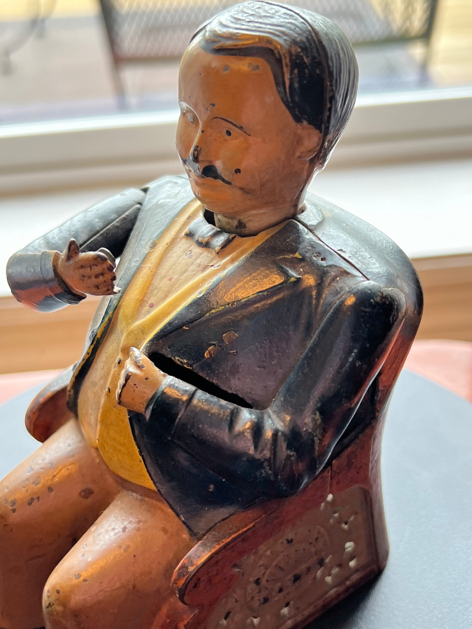 Antique Mechanical Tammany Bank: Little Fat Man Cast Iron Banker, 1873 ...