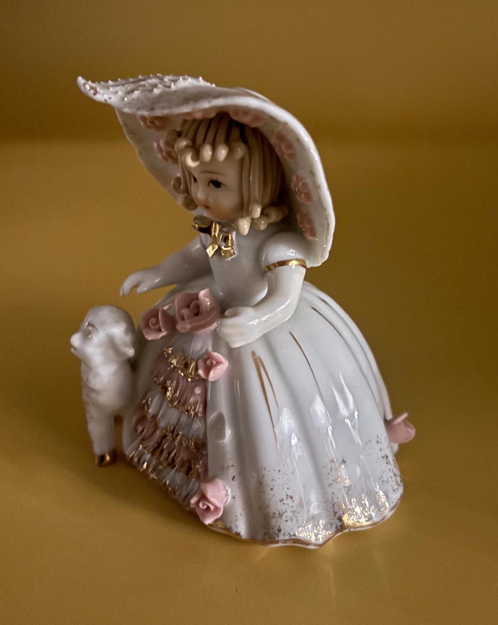 Vintage Lefton Mary Had A Little Lamb Porcelain Hand Painted Figurine ...