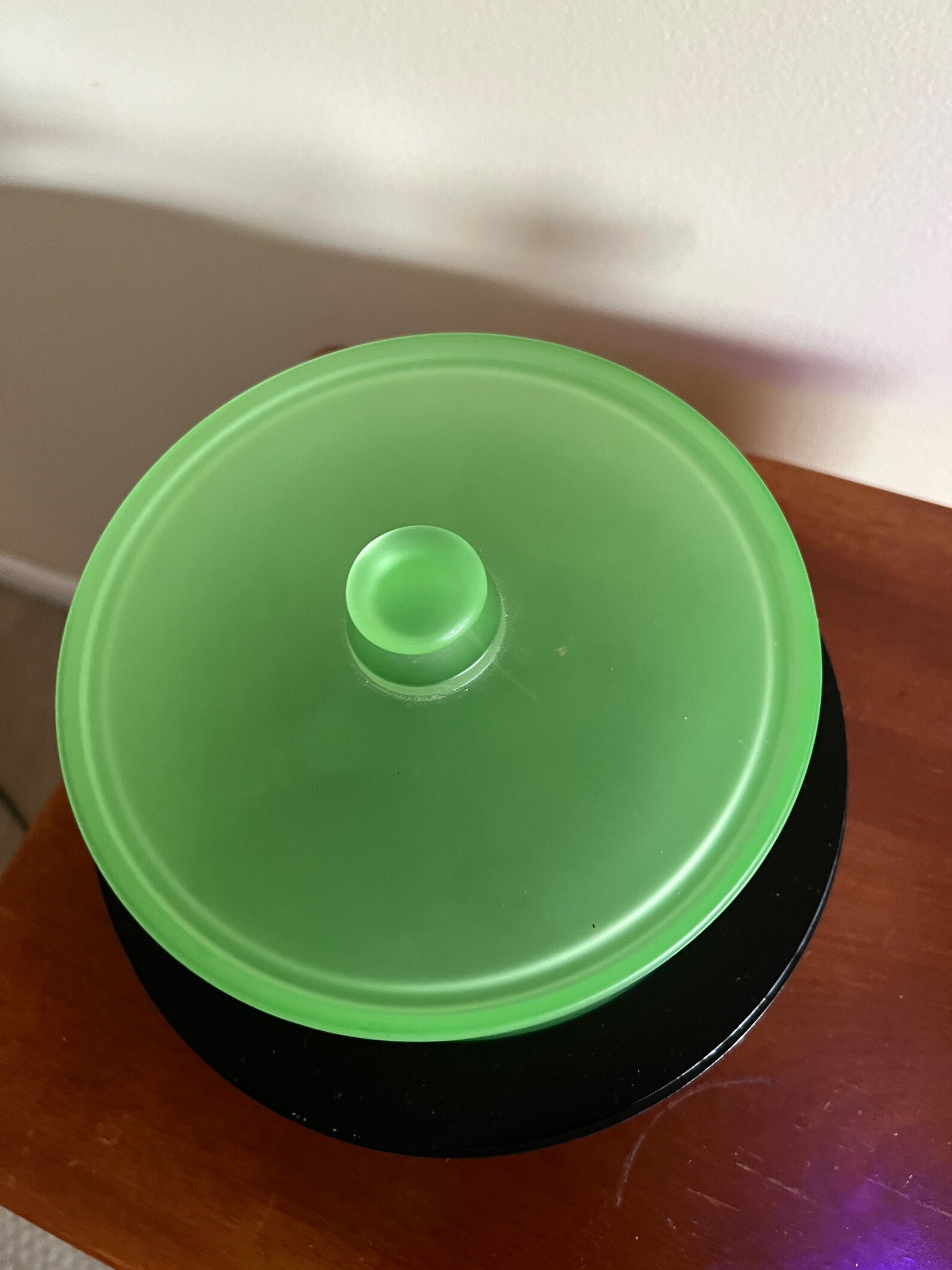 Vintage Vaseline Uranium Glass Powder Container: Mid Century Modern ...