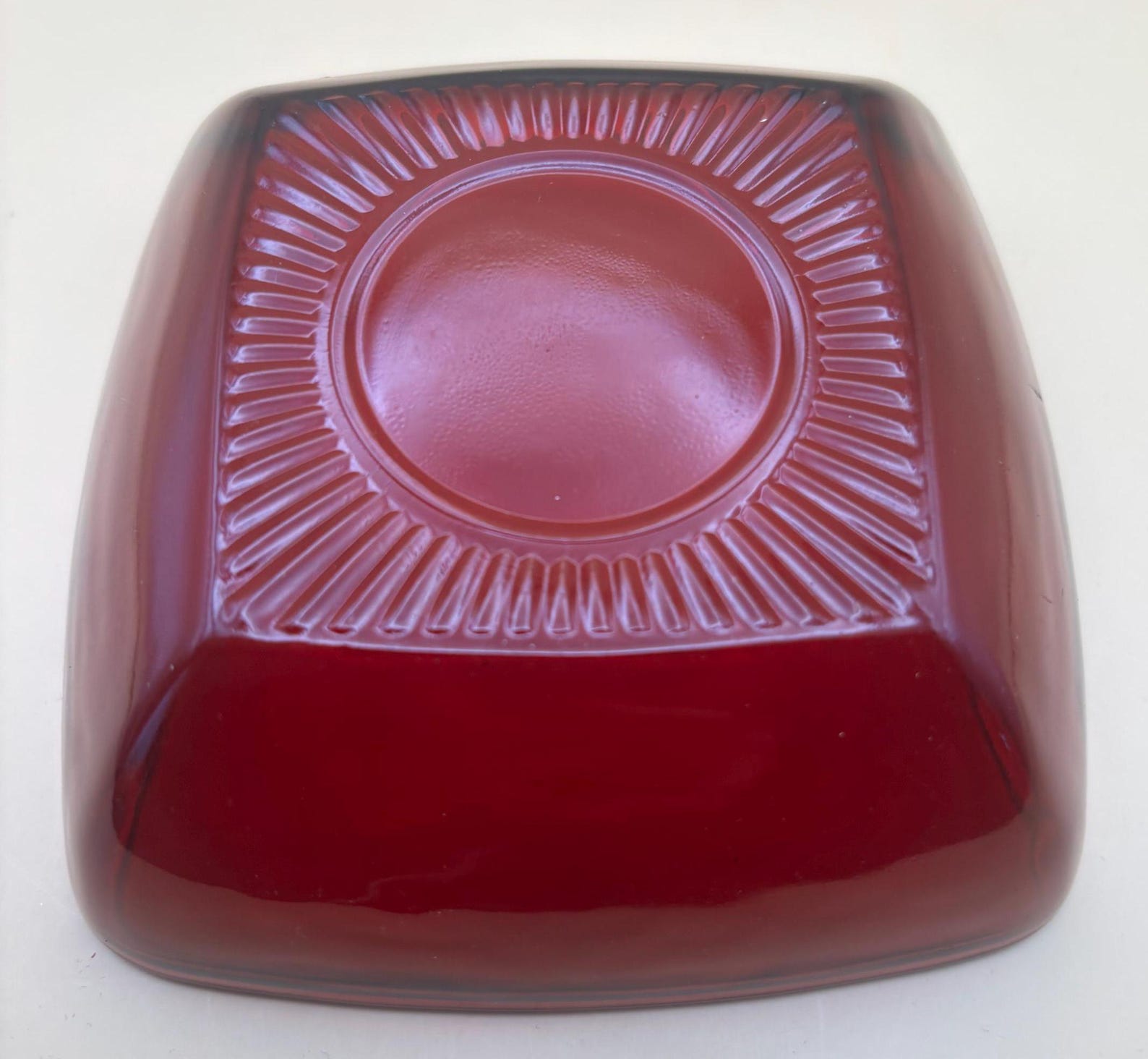 Vintage Ruby Red Square Bowl Anchor Hocking Gorgeous Red Bowl Lover ...