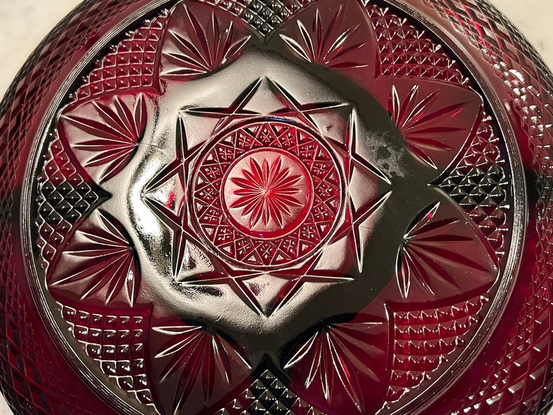 Vintage Ruby Red Pressed Glass Divided Plate Server 8” Art Glass Plate ...