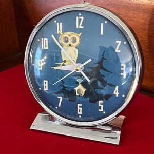 Vintage Owl Alarm Clock, Rare Owl Clock, Mid Century Style Owl Time ...