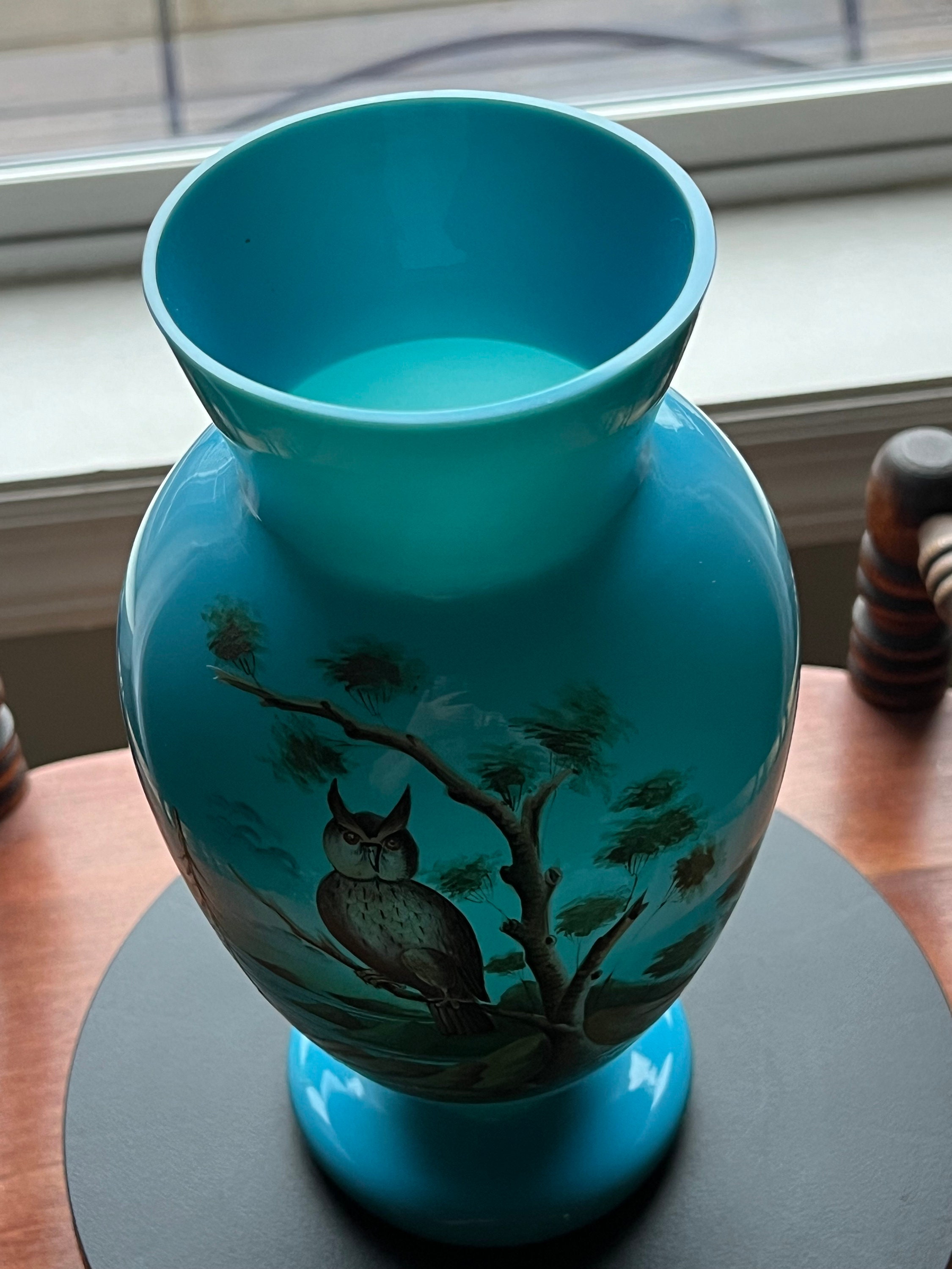 Vintage Owl Vase Hand Painted Owl Vase Turquoise Hand - Etsy