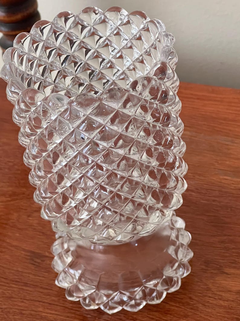 Antique Diamond Pattern Spooner Spill Vase EAPG Crystal Glass Water Cup ...