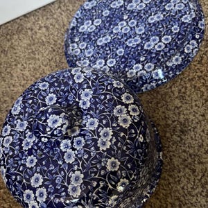 Burleigh Ware Large CALICO Blue Cheese Dome or Cake Plate With Cover ...