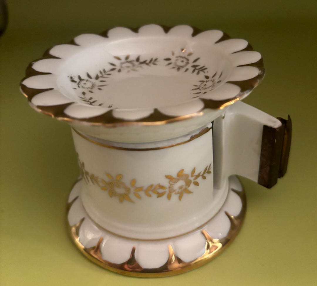 Vintage Porcelain Tape or Stamp Dispenser With Stamp Bowl Gold Gilding ...
