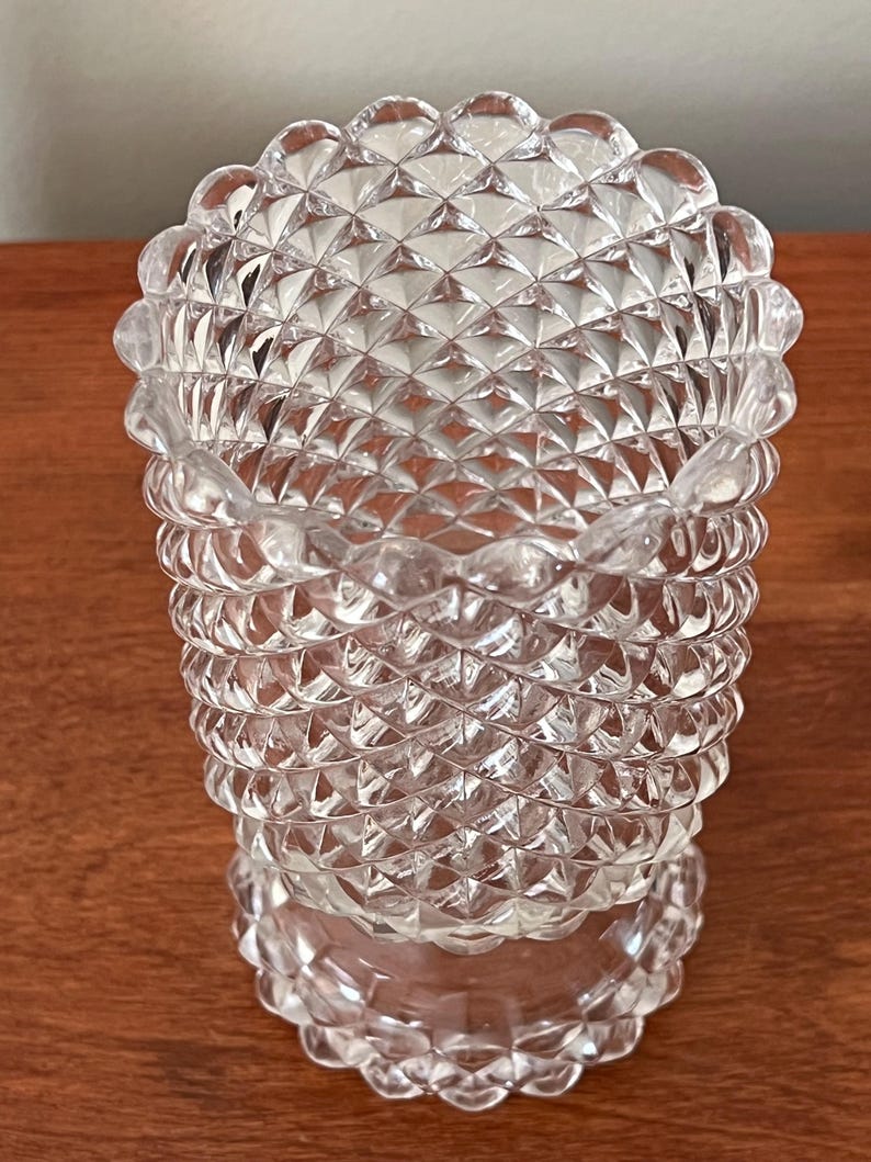 Antique Diamond Pattern Spooner Spill Vase EAPG Crystal Glass Water Cup ...