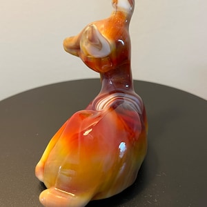 Vintage Fenton Fawn Deer Ruby Marble 1984 Special Order Satin Glass Art ...