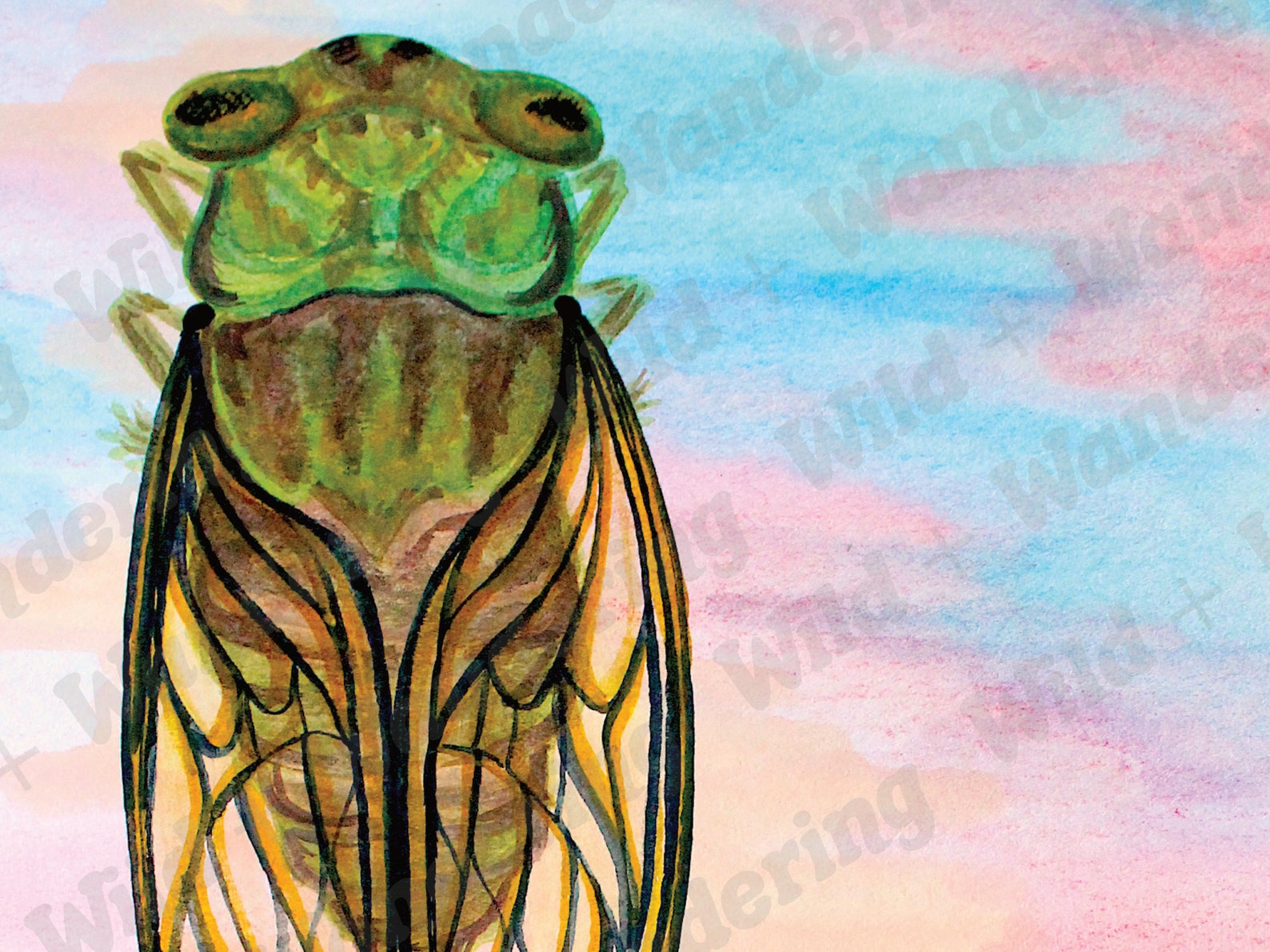 Cicada Print Locust Art Texas Print Garden Art Digital | Etsy