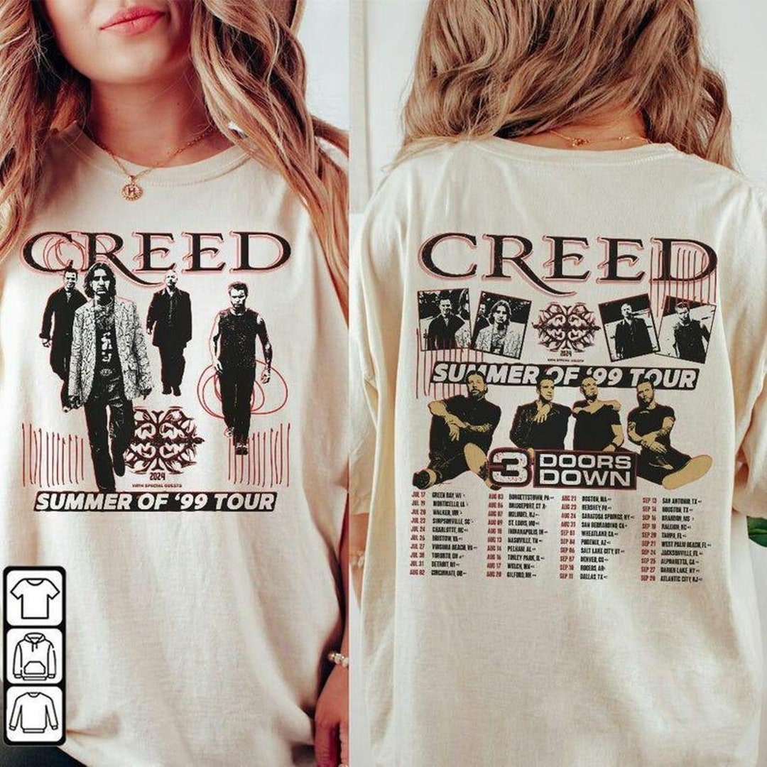 Comfort Color, Creed Summer of 99 Tour Shirt, Music 2 Sides Creed World ...