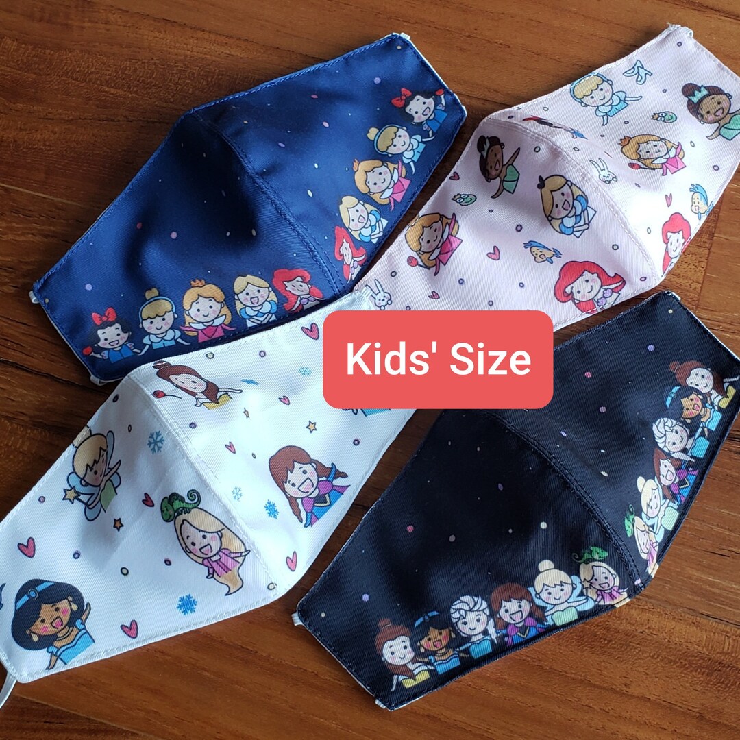 Children Size Disney Princess Face Mask Ariel Rapunzel Belle Face Mask ...
