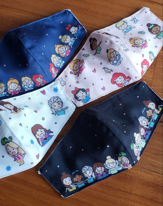 Princesses Face Mask Jasmine Face Mask Ariel Face Mask | Etsy