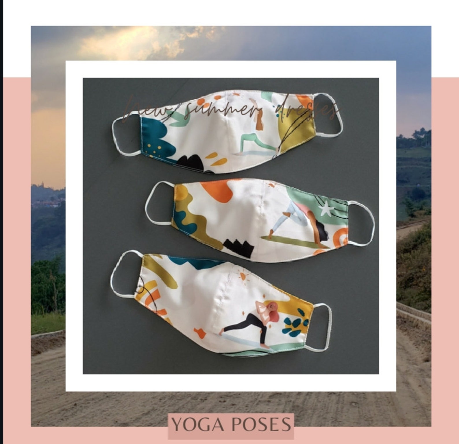 Yoga Poses Design Face Mask Soft Cotton Linings | Etsy