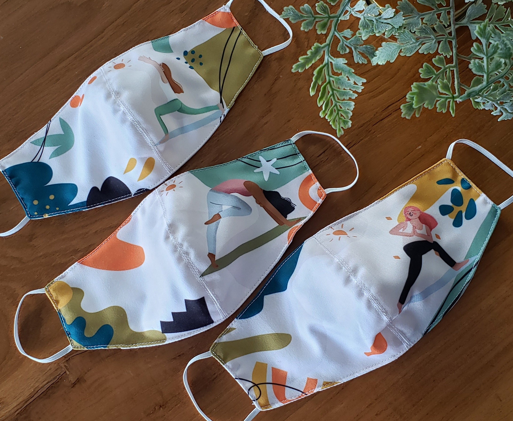 Yoga Poses Design Face Mask Soft Cotton Linings | Etsy