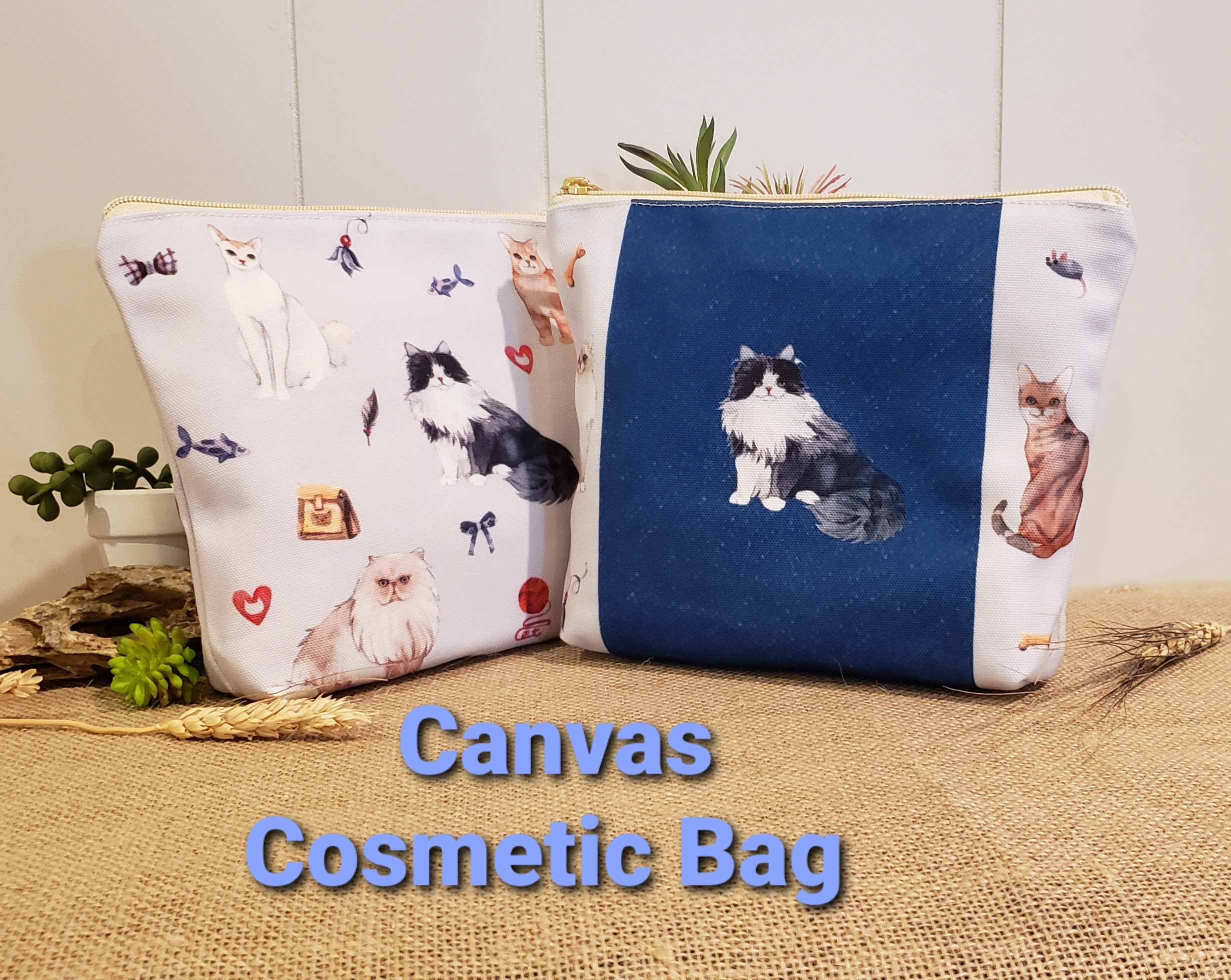 Fancy Cats Cosmetic Bag Canvas Purse Multifunctional | Etsy