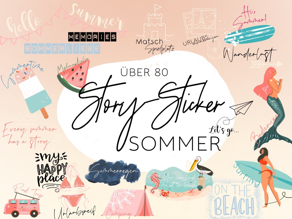 80 Story-Sticker Sommer, Instagram Story Sticker, Urlaubssticker - Etsy.de