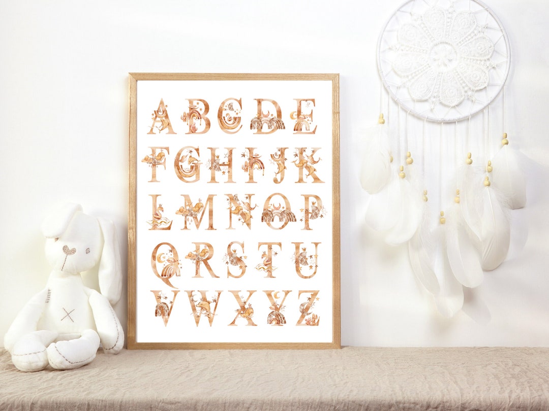 Boho Alphabet Poster A4 A3, ABC Poster Nursery, Gift Schooling ...