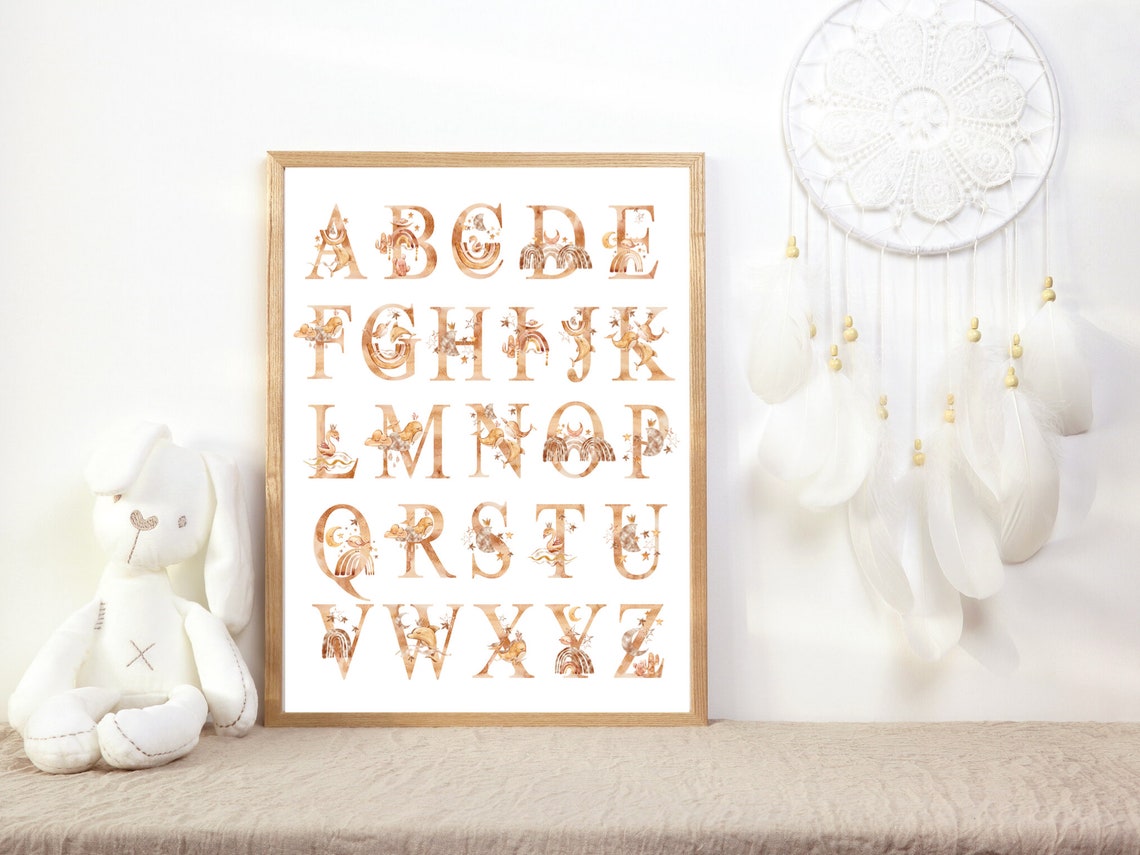 Boho Alphabet Poster A4 A3 ABC Poster Nursery Gift - Etsy Ireland