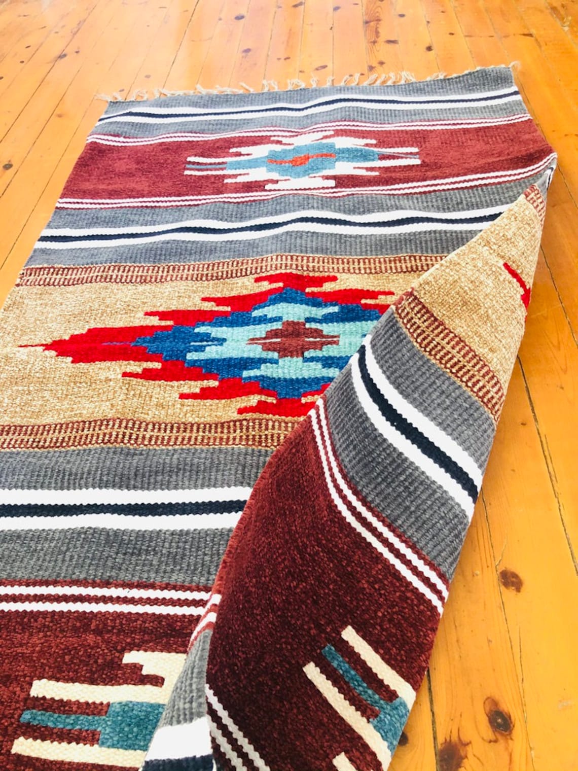 Small Western Rug Southwestern rug runner for kitchen wool | Etsy