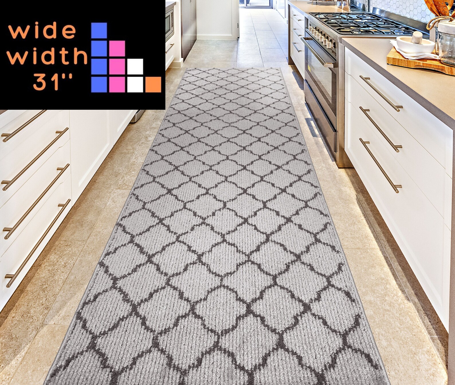 Wide Runner Rug custom Size Slip Skid Stain Resistant Rubber - Etsy