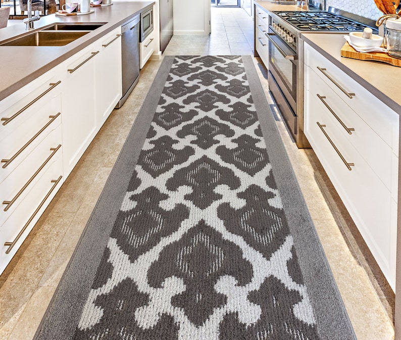 Vintage Fleur De Lis Inspired Non Skid Runner Rug 27-inch Wide - Etsy