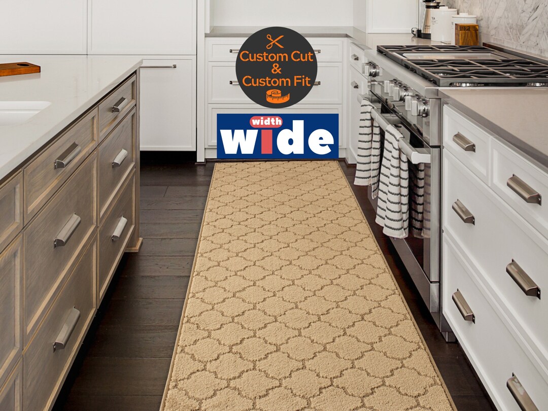 Wide Non-slip Kitchen + Hallway Runner Rug | Custom Size | Golden Tan ...
