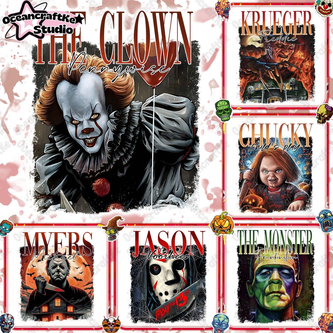 5 Halloween Horror Characters Png Bundle, Friends Horror Characters ...