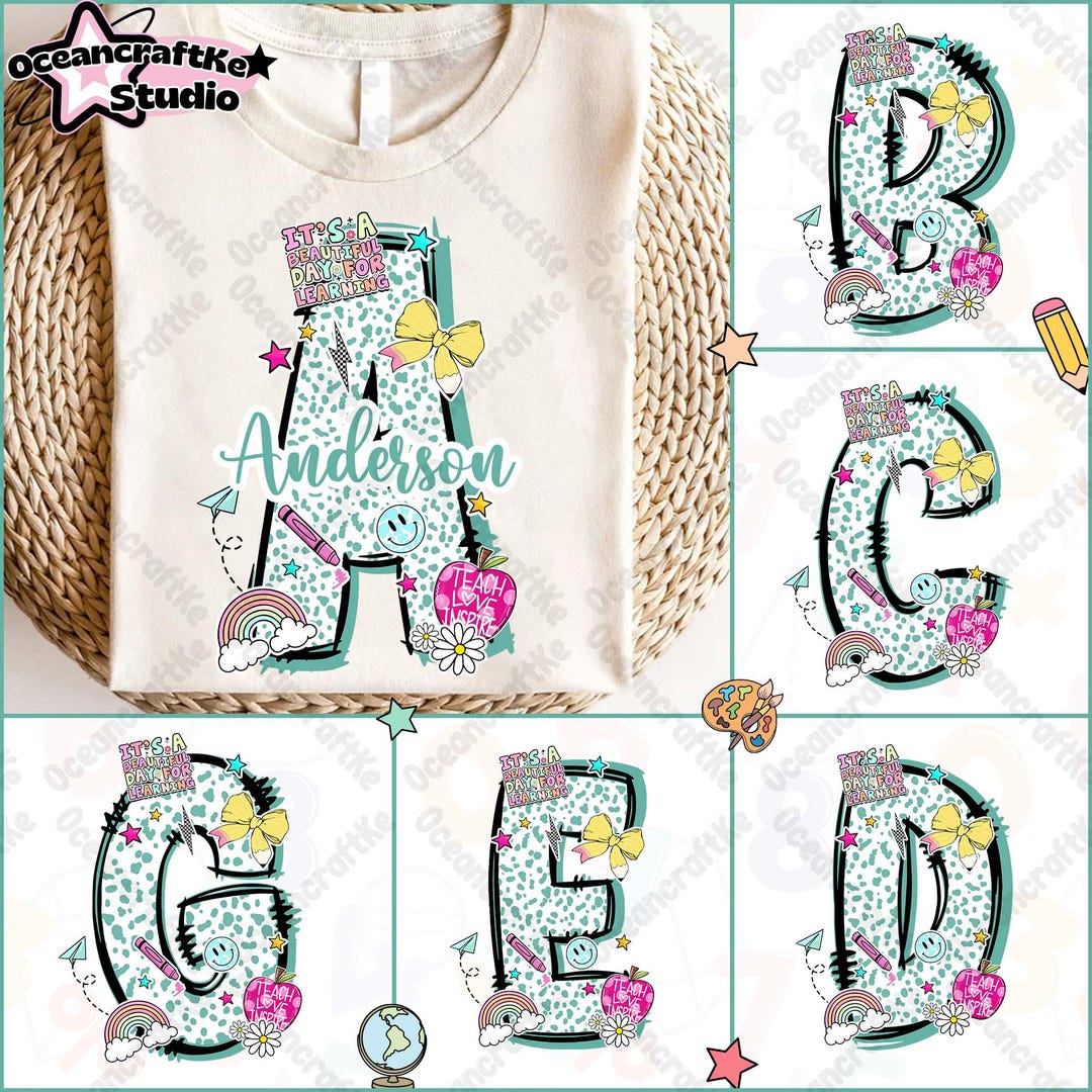 Custom Name Alpha Doodle PNG Bundle, Alpha Pencil Set Png, Bright Color ...