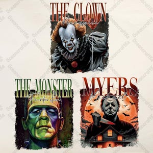 5 Halloween Horror Characters Png Bundle, Friends Horror Characters ...