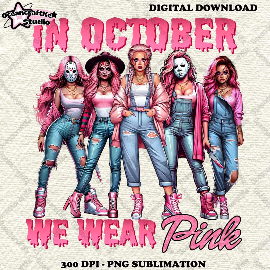 Pink Slasher Movie Png, Horror Movie Png, in October We Wear Pink Png ...