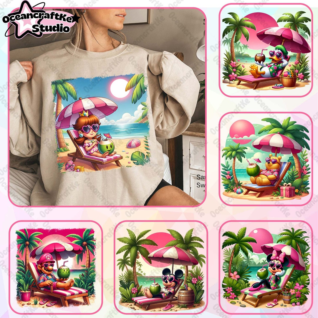 Cartoon Character Summer Png Bundle, Summer 2024 Png, Beach Summer Png ...