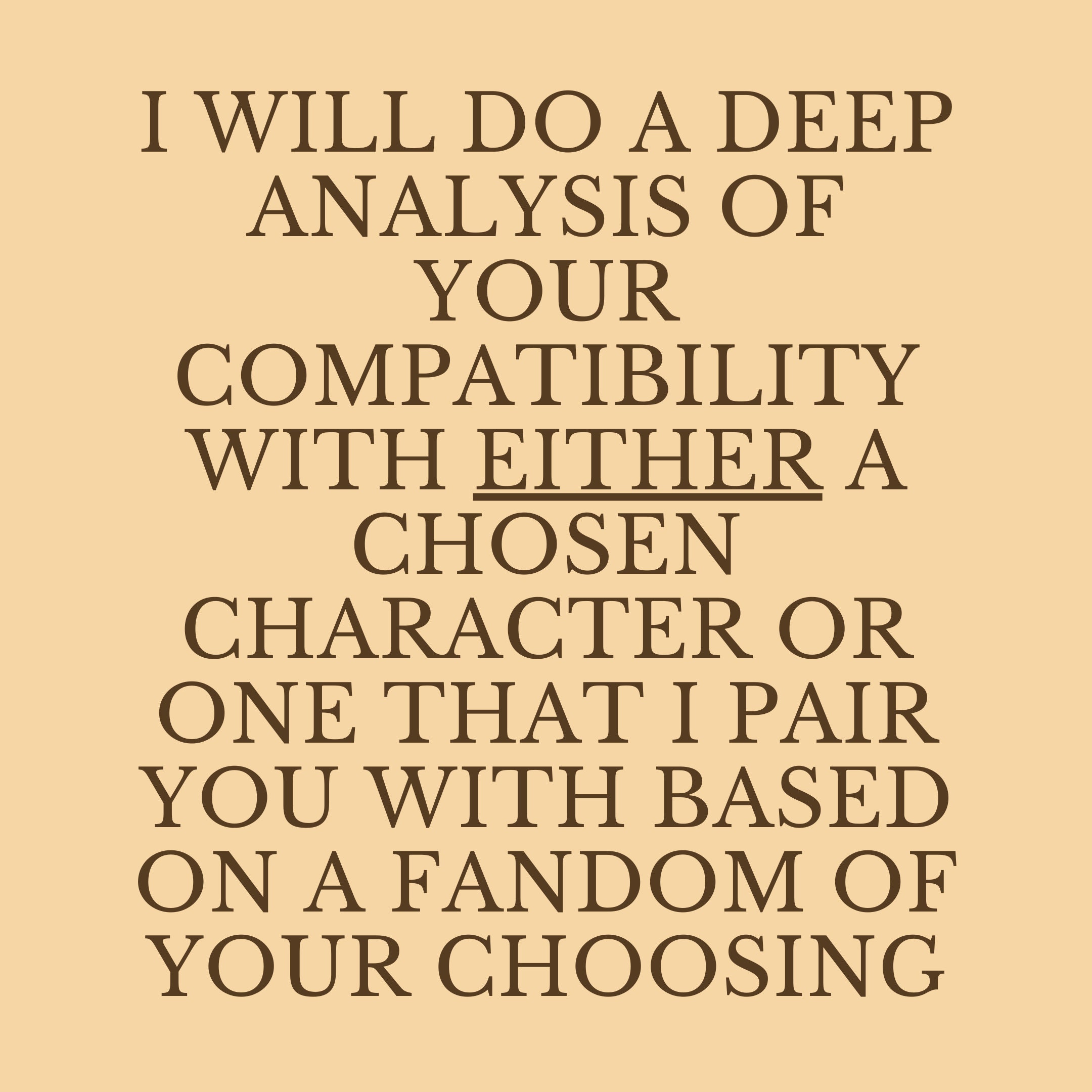 Comfort Character Compatibility/match Up/soulmate Analysis - Etsy